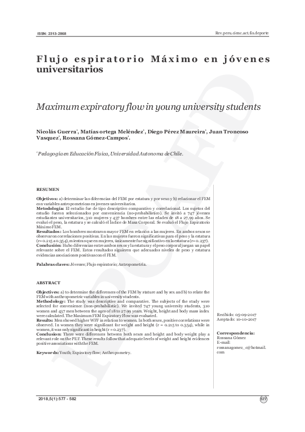 (PDF) Flujo espiratorio Máximo en jóvenes universitarios