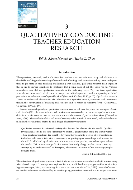 (PDF) Qualitatively Conducting Teacher Education Research