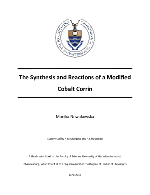 (PDF) The synthesis and reactions of a modified cobalt corrin