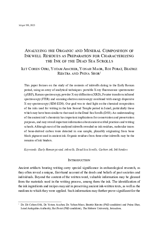 (PDF) Analyzing the Organic and Mineral Composition of Inkwell Residues ...