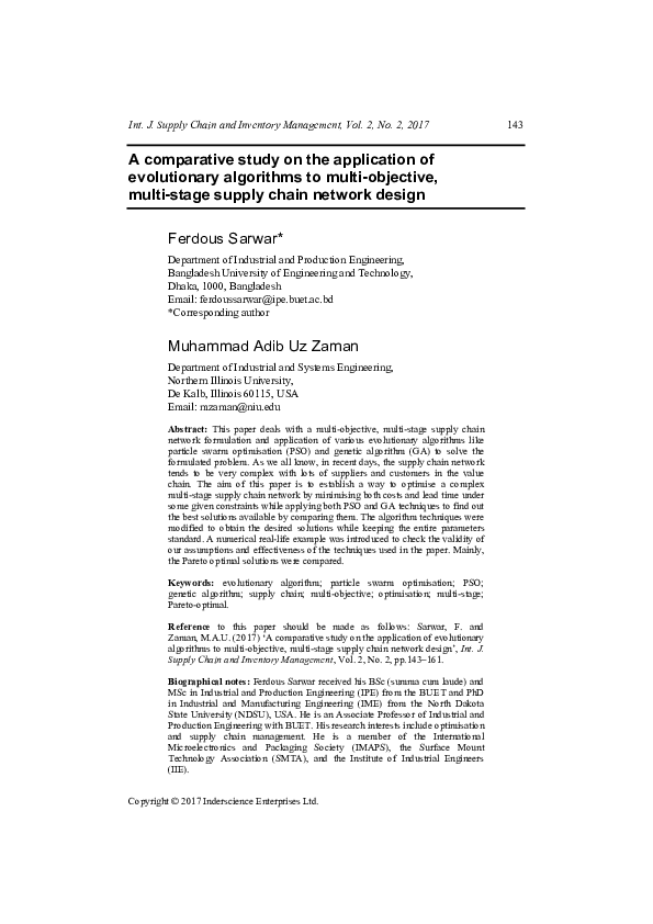 (PDF) A comparative study on the application of evolutionary algorithms to multi-objective ...