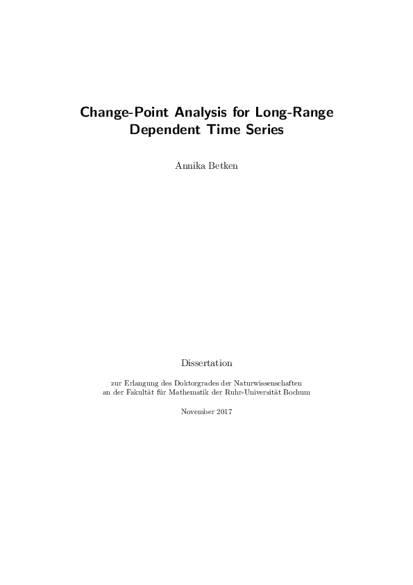 (PDF) Change-point analysis for long-range dependent time series