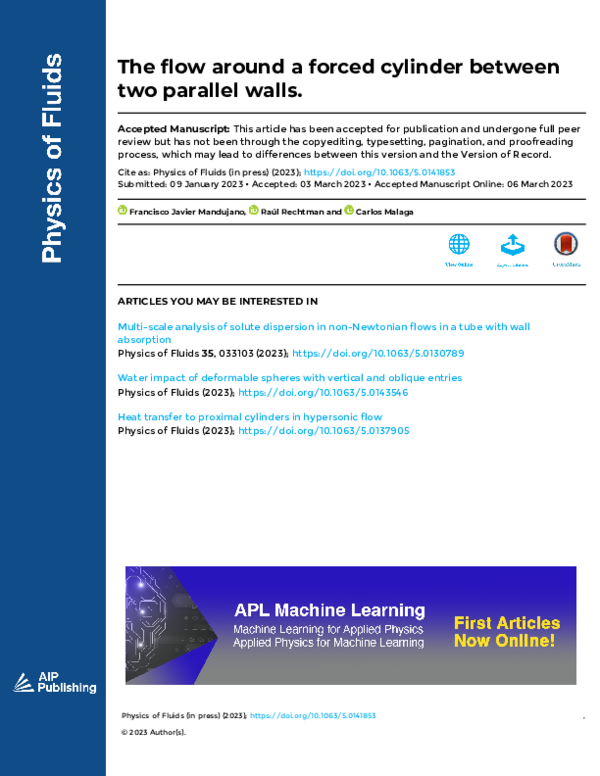 (PDF) The flow around a forced cylinder between two parallel walls