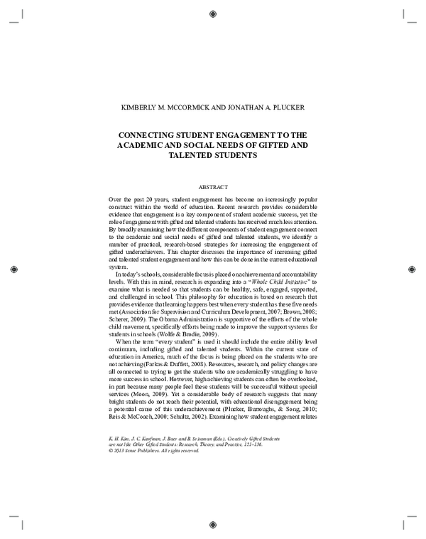 (PDF) Connecting Student Engagement to the Academic and Social Needs of ...