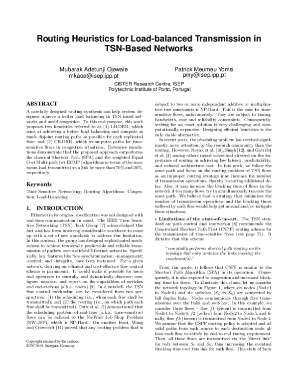 (PDF) Routing heuristics for load-balanced transmission in TSN-based networks