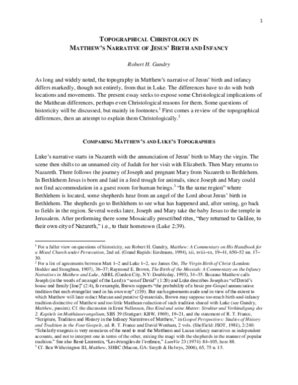 (PDF) TOPOGRAPHICAL CHRISTOLOGY IN MATTHEW'S NARRATIVE OF JESUS' BIRTH ...