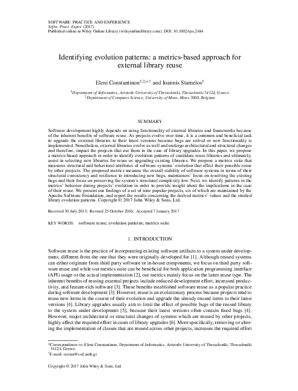 (PDF) Identifying evolution patterns: a metrics-based approach for ...