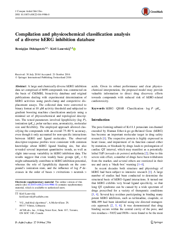 (PDF) Compilation and physicochemical classification analysis of a ...