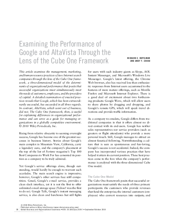 (PDF) Examining the performance of Google and AltaVista through the ...