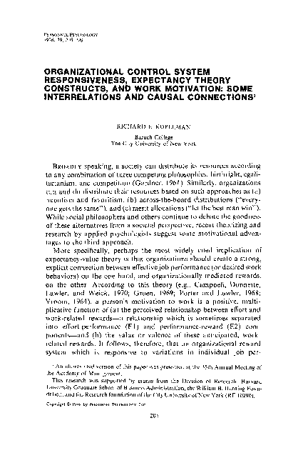 (PDF) Organizational Control System Responsiveness and Work Motivation