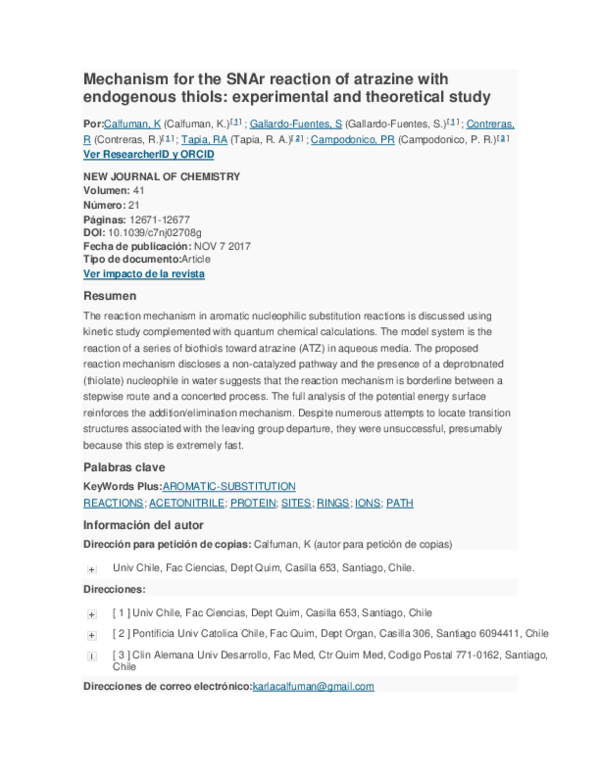 (PDF) Mechanism for the SNAr reaction of atrazine with endogenous ...