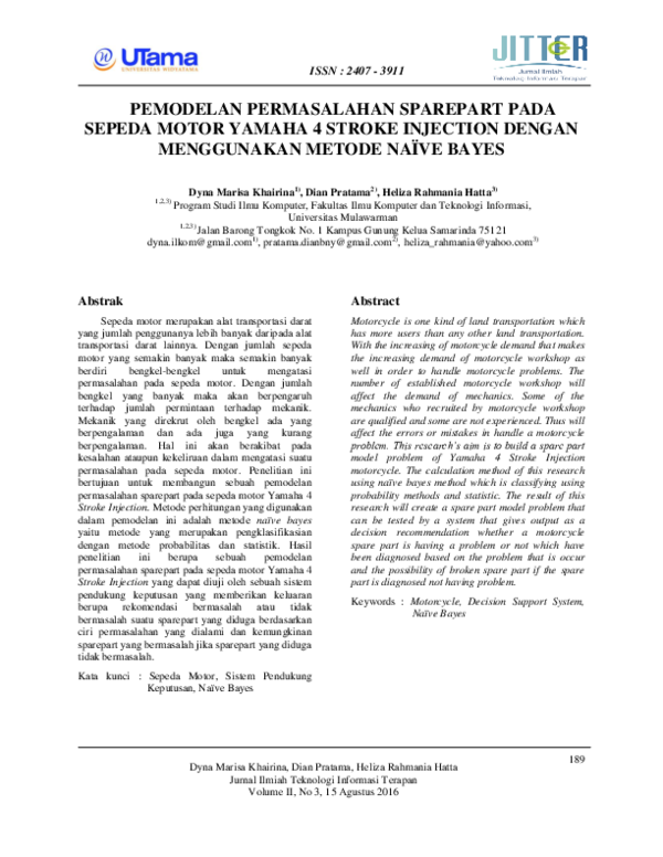 (PDF) Pemodelan Permasalahan Sparepart Pada Sepeda Motor Yamaha 4 ...