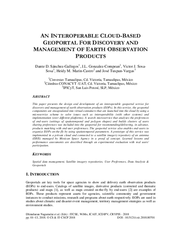 (PDF) An Interoperable Cloud Based Geoportal for Discovery and Managment of Earth Observation ...