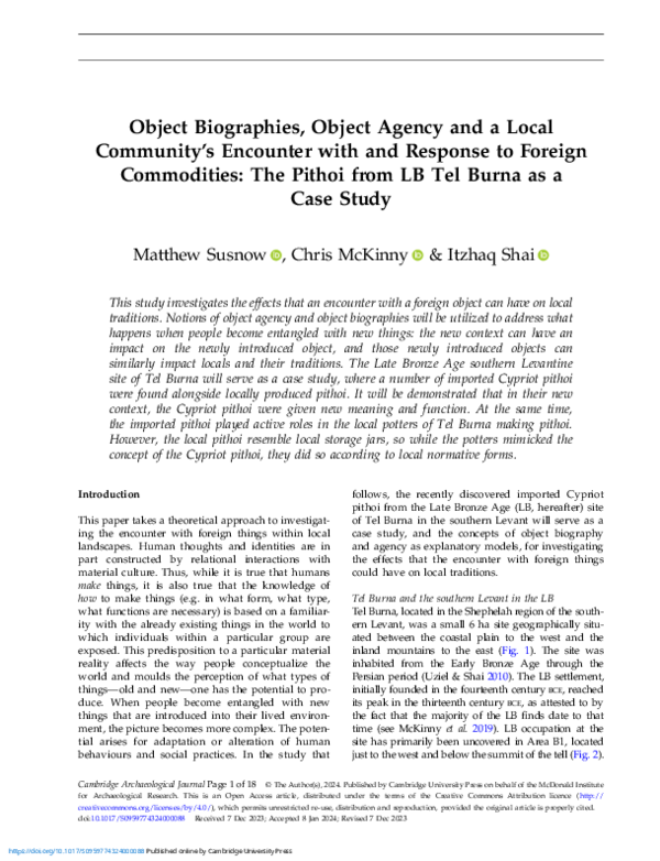 (PDF) Object Biographies, Object Agency and a Local Community's ...