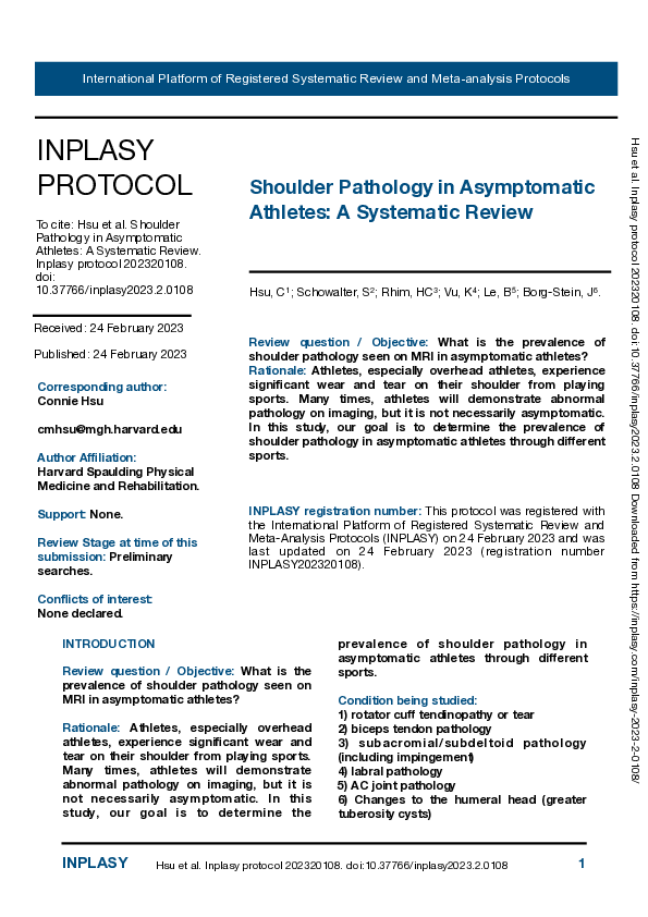 (PDF) Shoulder Pathology in Asymptomatic Athletes: A Systematic Review