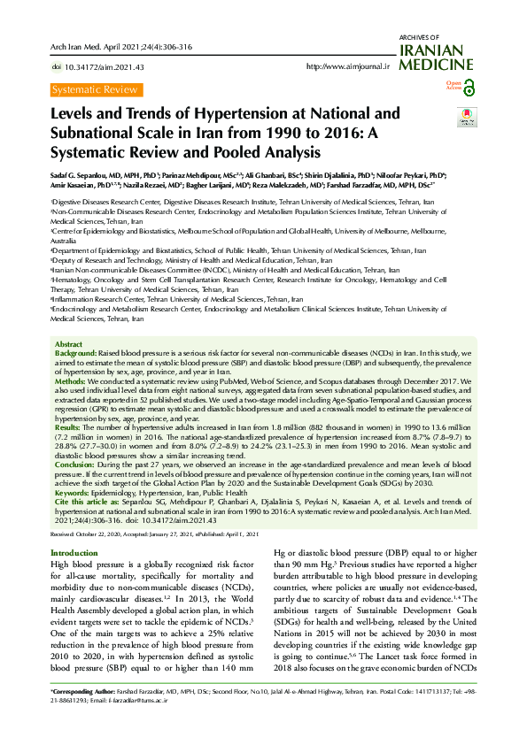 (PDF) Levels and Trends of Hypertension at National and Subnational ...