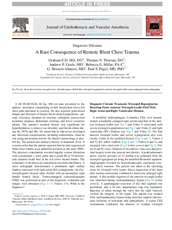 (PDF) A Rare Consequence of Remote Blunt Chest Trauma