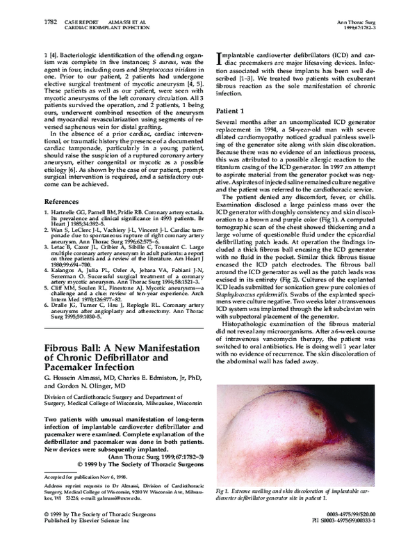 (PDF) Fibrous ball: a new manifestation of chronic defibrillator and ...