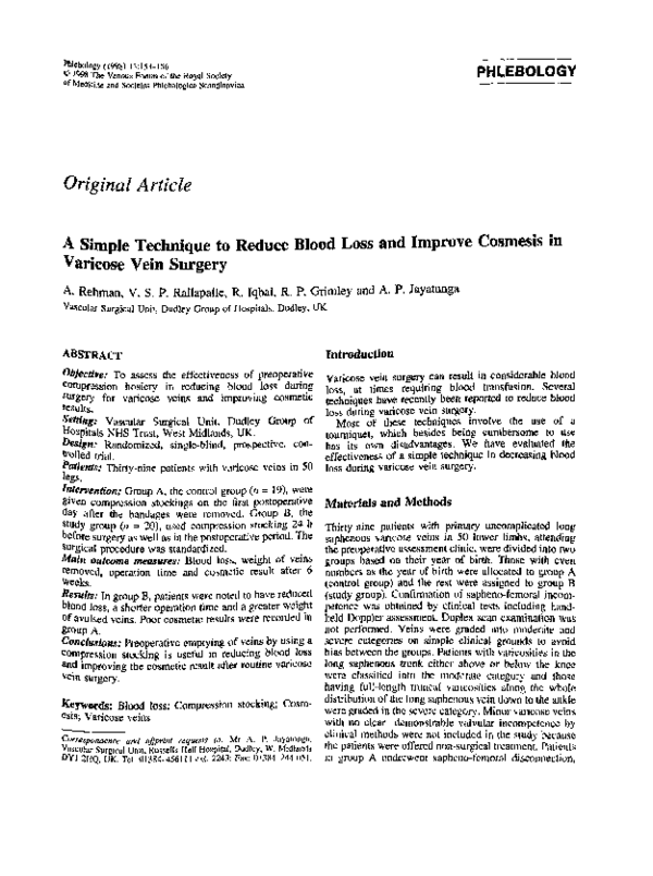 (PDF) A Simple Technique to Reduce Blood Loss and Improve Cosmesis in ...