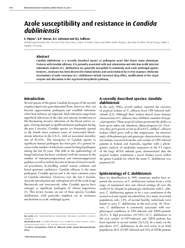 (PDF) Azole susceptibility and resistance in Candida isolates from oral ...