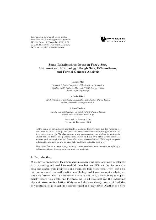 (PDF) Some Relationships Between Fuzzy Sets, Mathematical Morphology, Rough Sets, F-Transforms ...