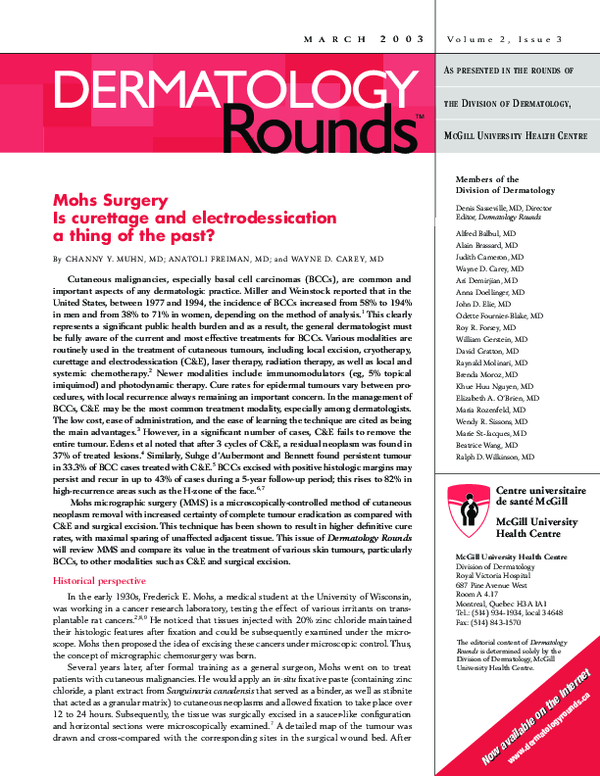 (PDF) Mohs Surgery Is curettage and electrodessication a thing of the ...
