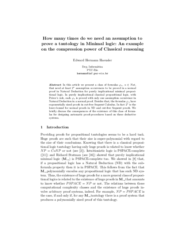 (PDF) How Many Times do We Need an Assumption to Prove a Tautology in ...