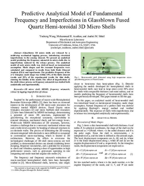 (PDF) Predictive analytical model of fundamental frequency and imperfections in glassblown fused ...