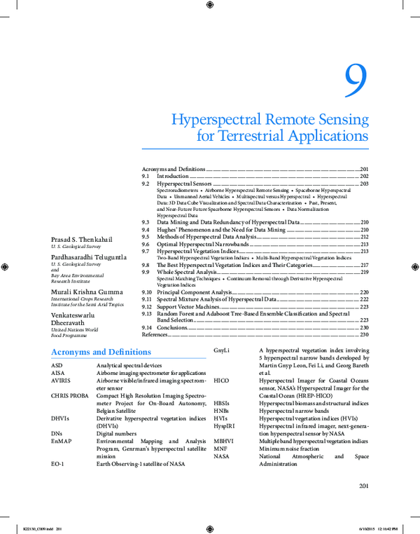 Pdf Hyperspectral Remote Sensing For Terrestrial Applications