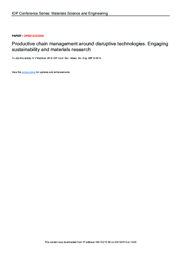 (PDF) Productive chain management around disruptive technologies ...