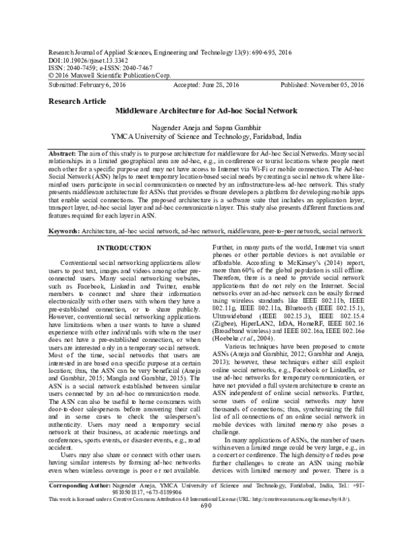 (PDF) Middleware Architecture for Ad-hoc Social Network