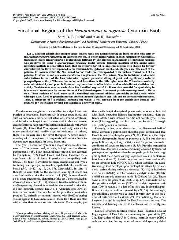 (PDF) Functional Regions of the Pseudomonas aeruginosa Cytotoxin ExoU