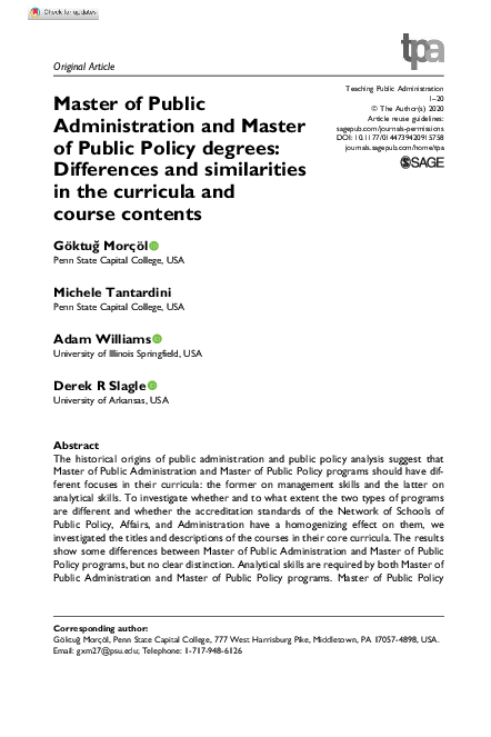 (PDF) Master of Public Administration and Master of Public Policy ...