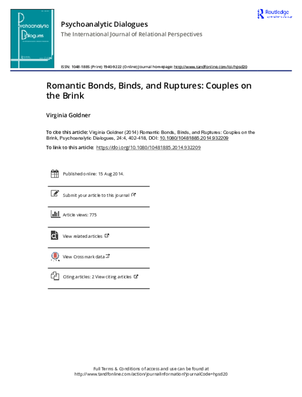 (PDF) Romantic Bonds, Binds, and Ruptures: Couples on the Brink