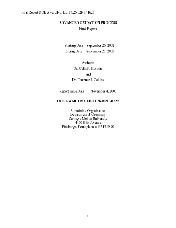 (PDF) Advanced Oxidation Process