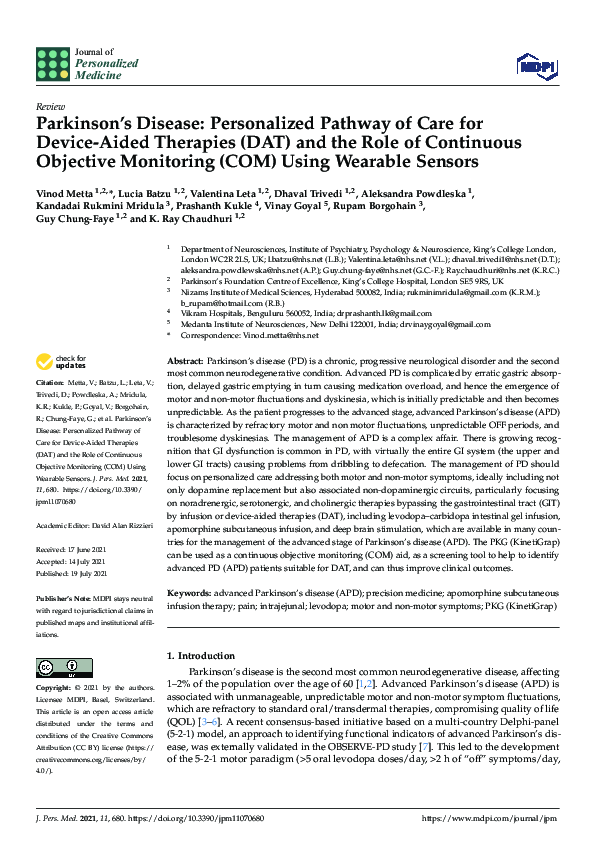 (PDF) Parkinson’s Disease: Personalized Pathway of Care for Device ...