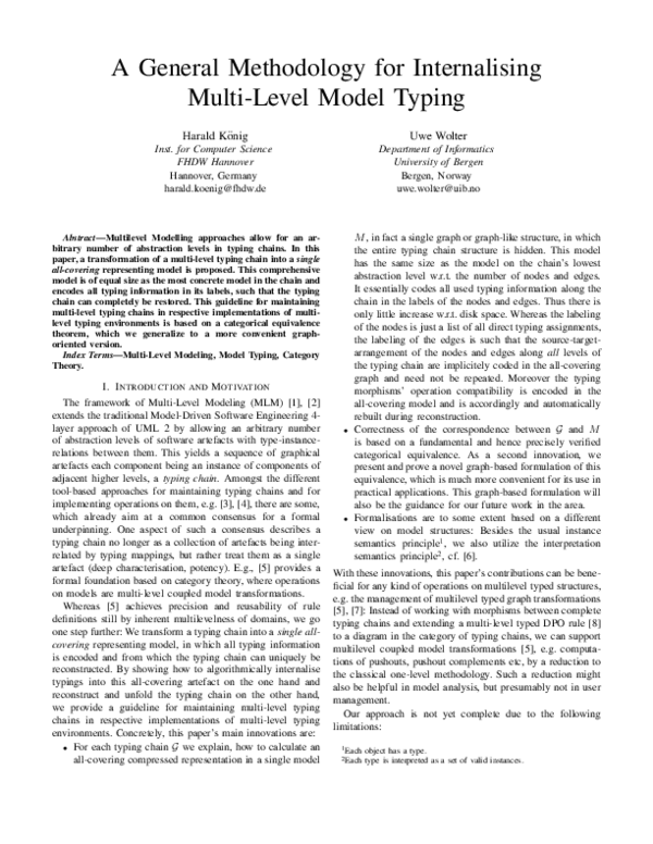 (PDF) A General Methodology for Internalising Multi-Level Model Typing