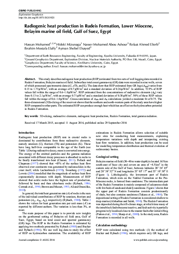 (PDF) Radiogenic heat production in Rudeis Formation, Lower Miocene ...