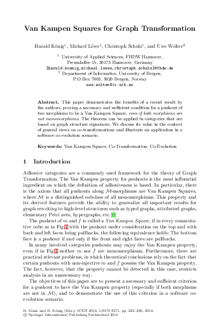 (PDF) Van Kampen Squares for Graph Transformation