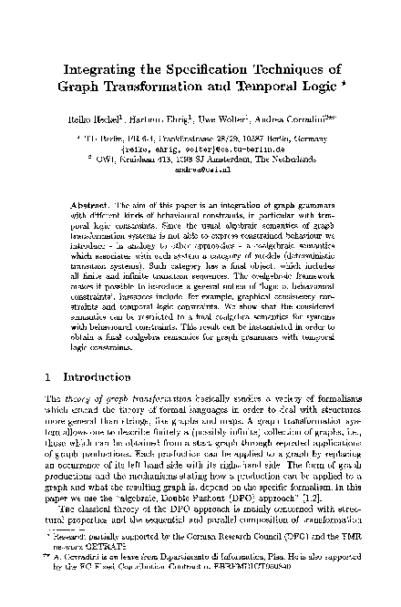 (PDF) Integrating the specification techniques of graph transformation and temporal logic
