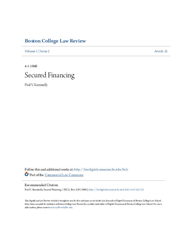 (PDF) Secured Financing