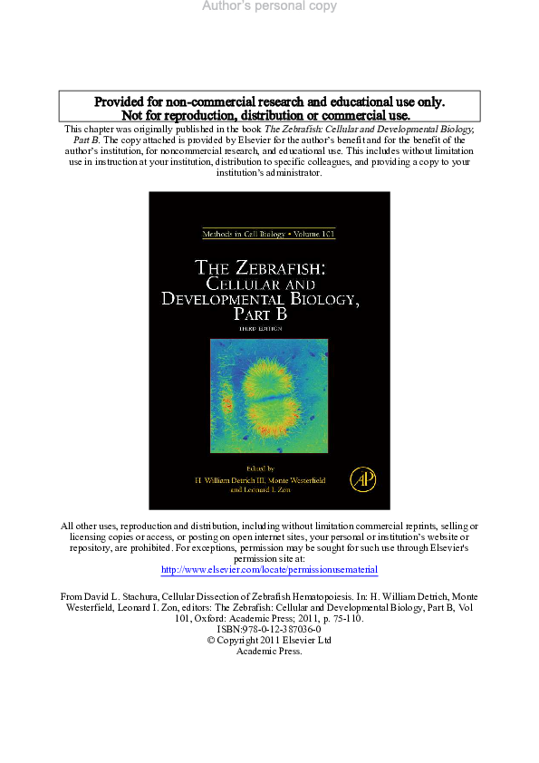 (PDF) Cellular dissection of zebrafish hematopoiesis