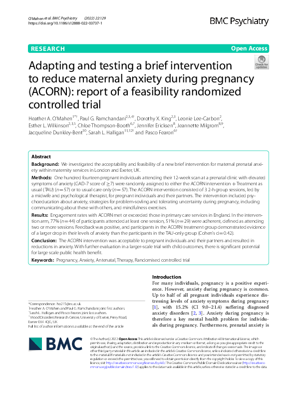(PDF) Adapting and testing a brief intervention to reduce maternal ...