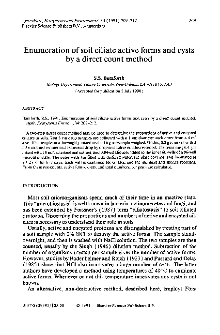 (PDF) Enumeration of soil ciliate active forms and cysts by a direct ...