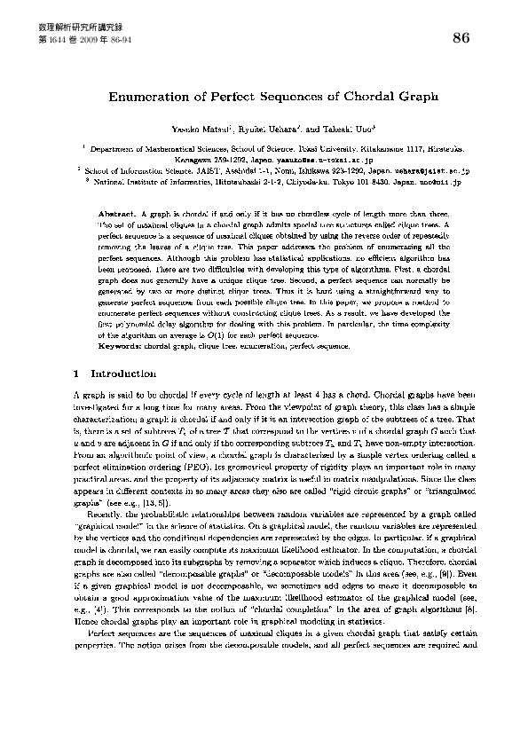 (PDF) Enumeration of the perfect sequences of a chordal graph