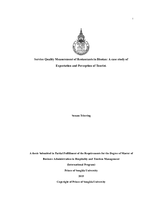 (PDF) Service Quality Measurement of Restaurants in Bhutan A case study ...