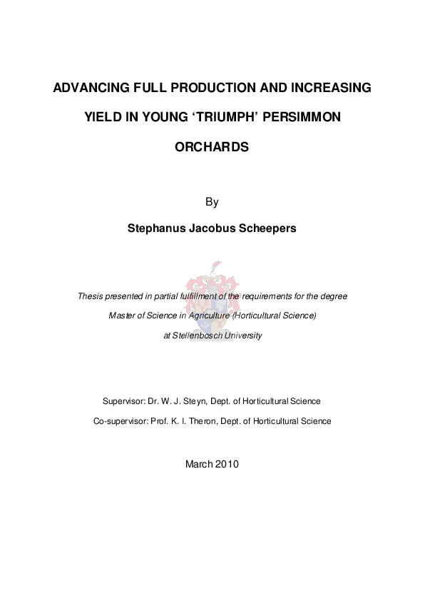 (PDF) Advancing full production and increasing yield in young 'Triumph ...
