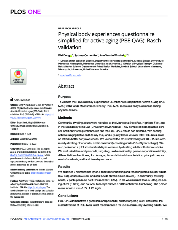 (PDF) Physical body experiences questionnaire simplified for active ...