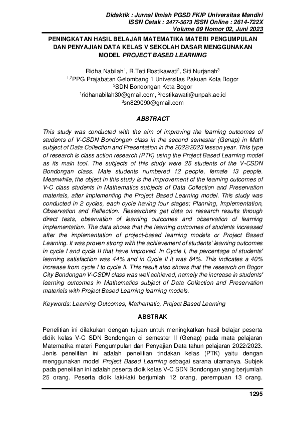 (PDF) Peningkatan Hasil Belajar Matematika Materi Pengumpulan Dan Penyajian Data Kelas V Sekolah ...
