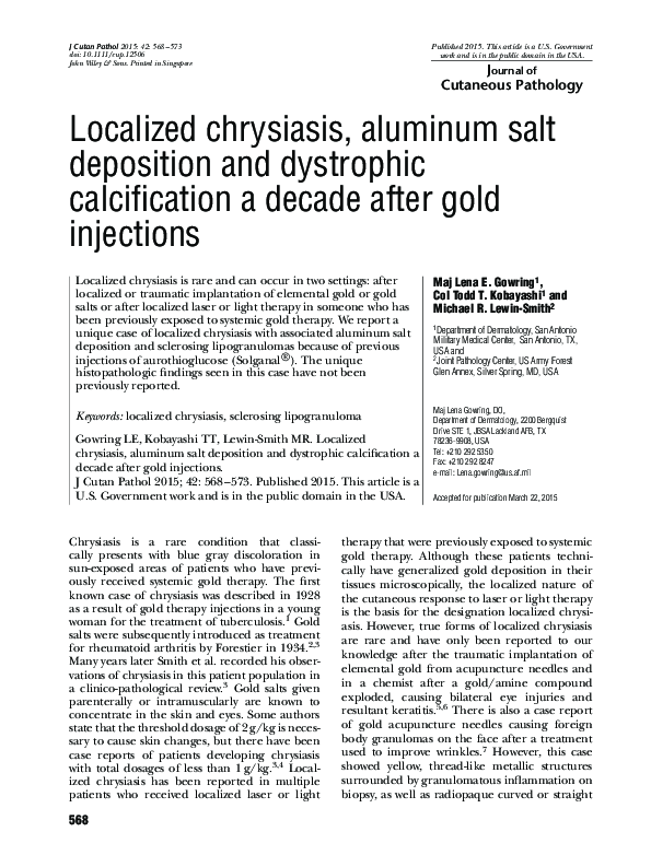 (PDF) Localized chrysiasis, aluminum salt deposition and dystrophic ...